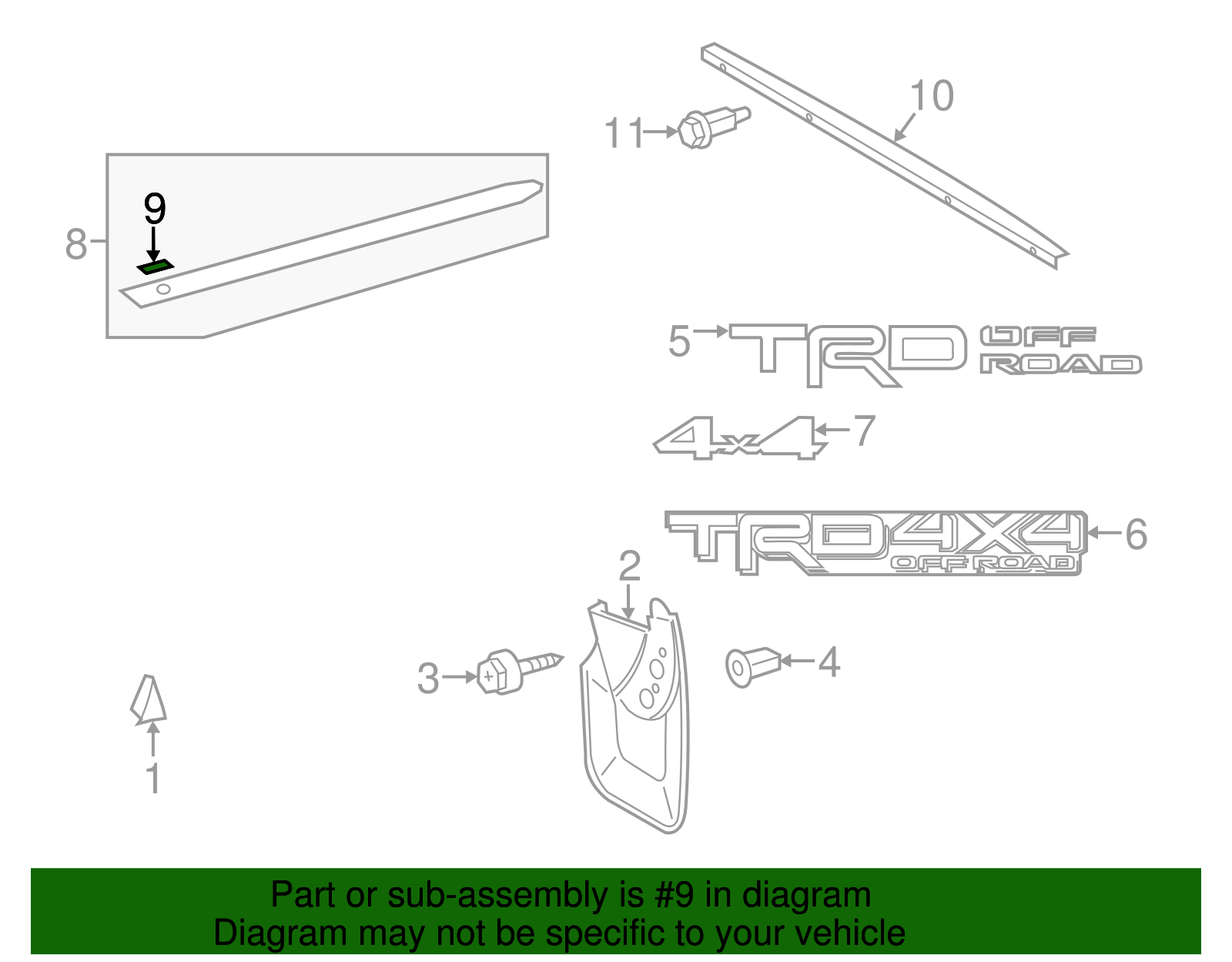 Genuine Toyota Truck Bed Molding Cap (Right, Rear) part# 66257-0C060 ...