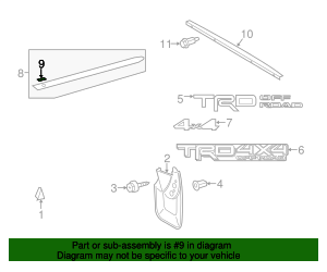 2014-2021 Toyota Tundra Truck Bed Molding Cap (Right, Rear) 66257-0C060 ...
