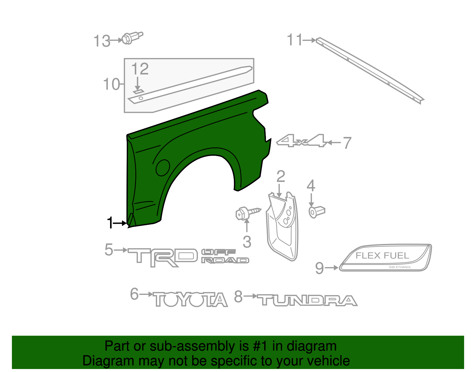 2007-2013 Toyota Tundra Gravel Deflector 75631-0C040 | Toyota Parts Center