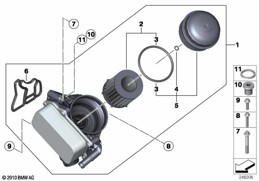 2010-2012 BMW Engine Oil Filter Element 11427634292 | Retail ...