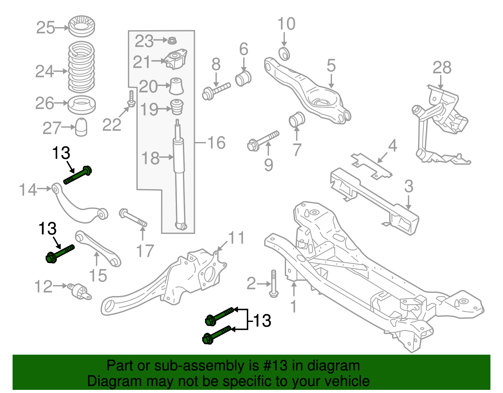 2006-2013 Volvo Lower Control Arm Rear Bolt 999259 | TascaParts.com