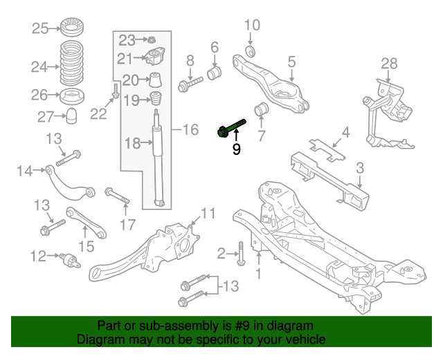 2006-2013 Volvo Lower Control Arm Bolt 999258 | TascaParts.com