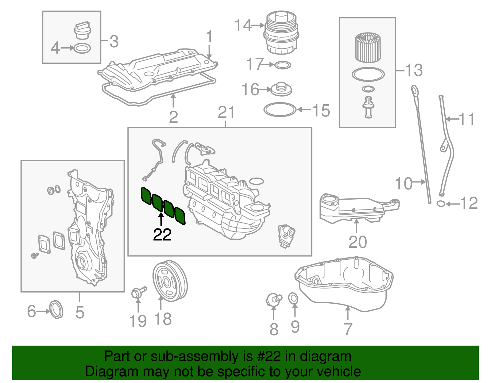 Genuine Toyota Manifold Gasket part# 17171-0V010 for 2009-2019 Toyota ...