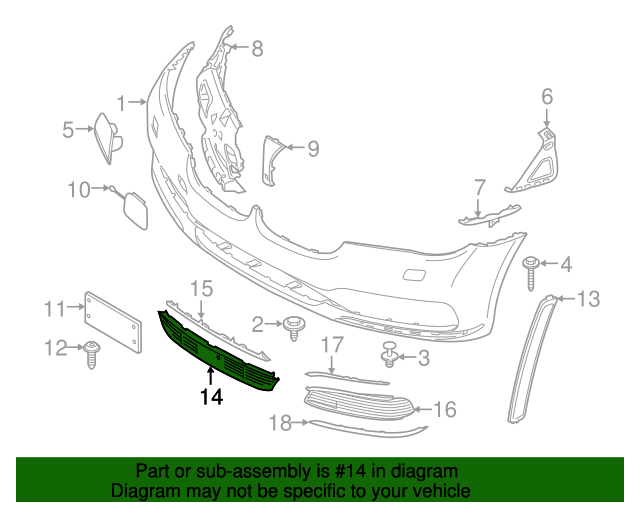 51117488727 - 2016-2019 BMW Lower Grille (51-11-7-488-727) | BMW of ...