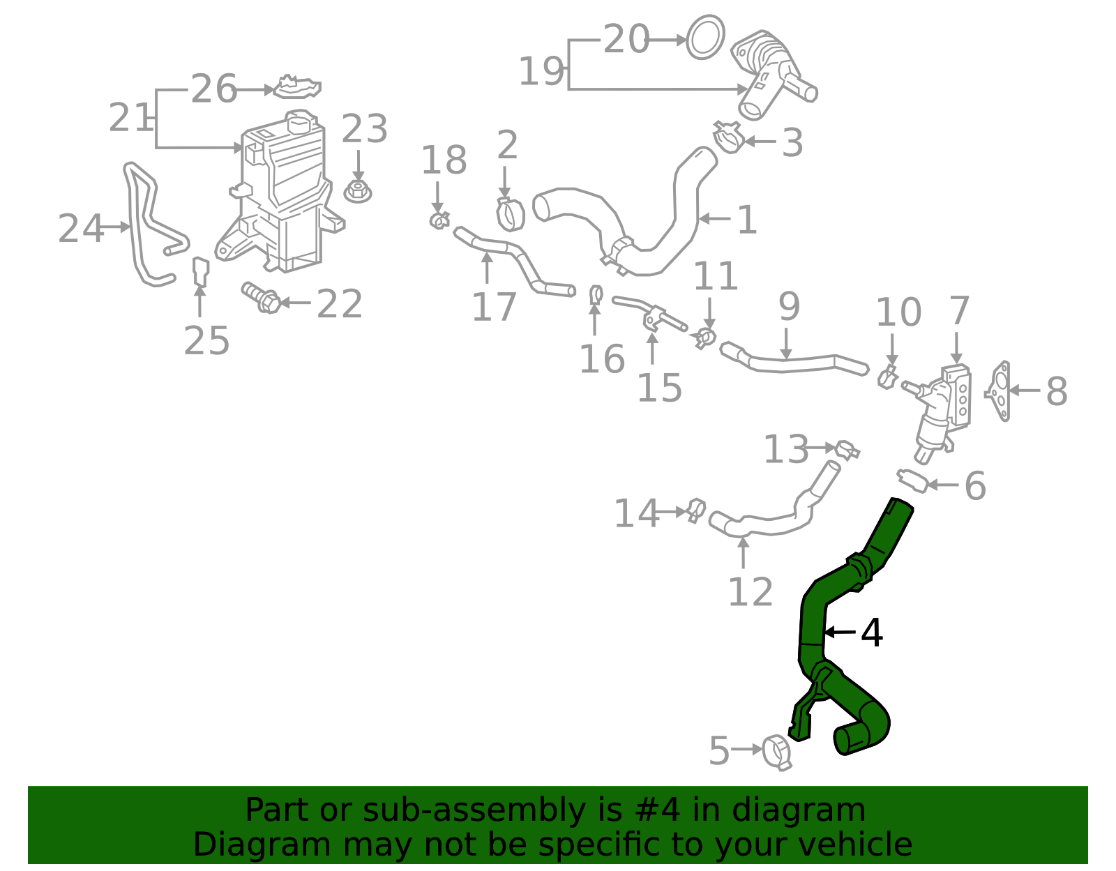Genuine Toyota Lower Hose part# 16571-25080 for 2019-2021 Toyota RAV4 ...