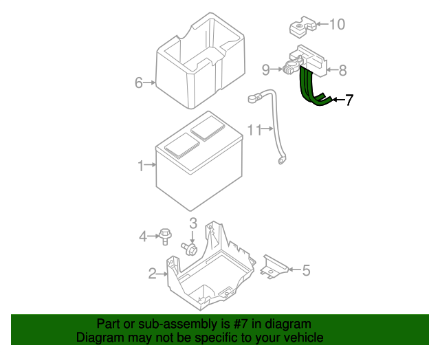 2007-2012 Nissan Positive Cable 24077-ZR00A | Nissan Parts ...