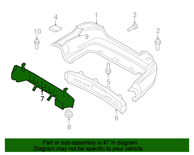 2007-2011 Chevrolet Aveo Rear Bumper Impact Bar 96648694 | QuirkParts