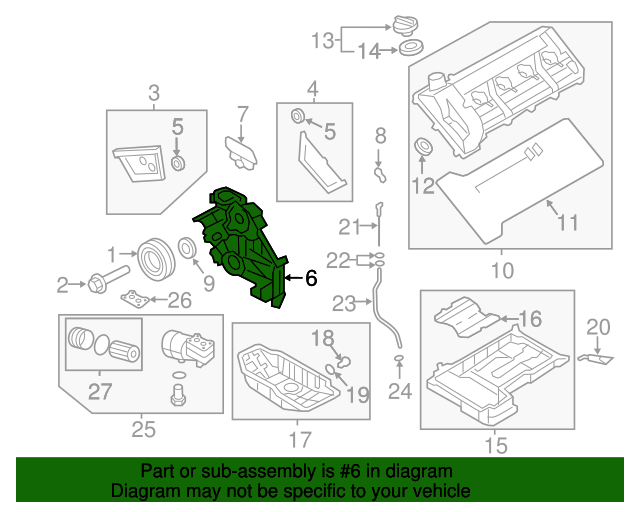 2009-2012 Hyundai Lower Timing Cover 21351-3F300 | QuirkParts