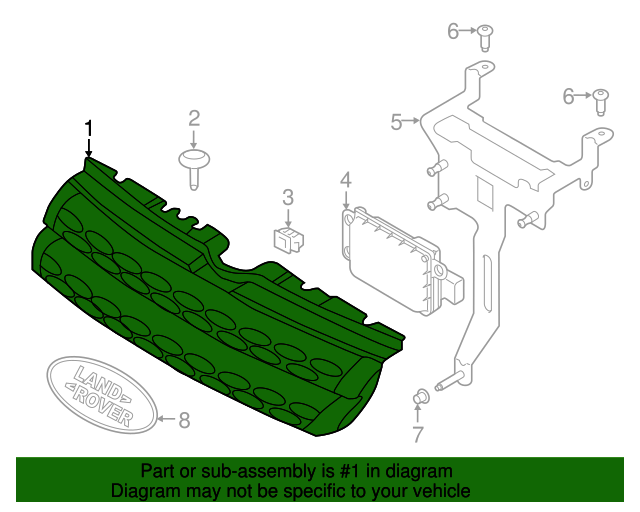 LR083147 - Grille - 2016-2019 Land Rover Range Rover Evoque ...