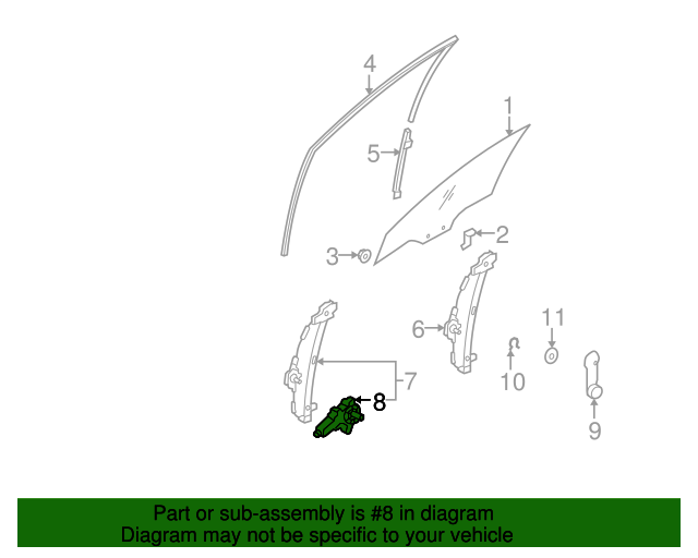 2006-2011 Kia Motor Assembly Power Wdo - Passenger Side (RH) 98820 ...