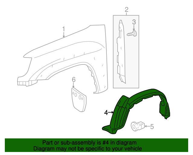 53806-04030 - Fender Liner - 2012-2015 Toyota Tacoma | Sparks Parts