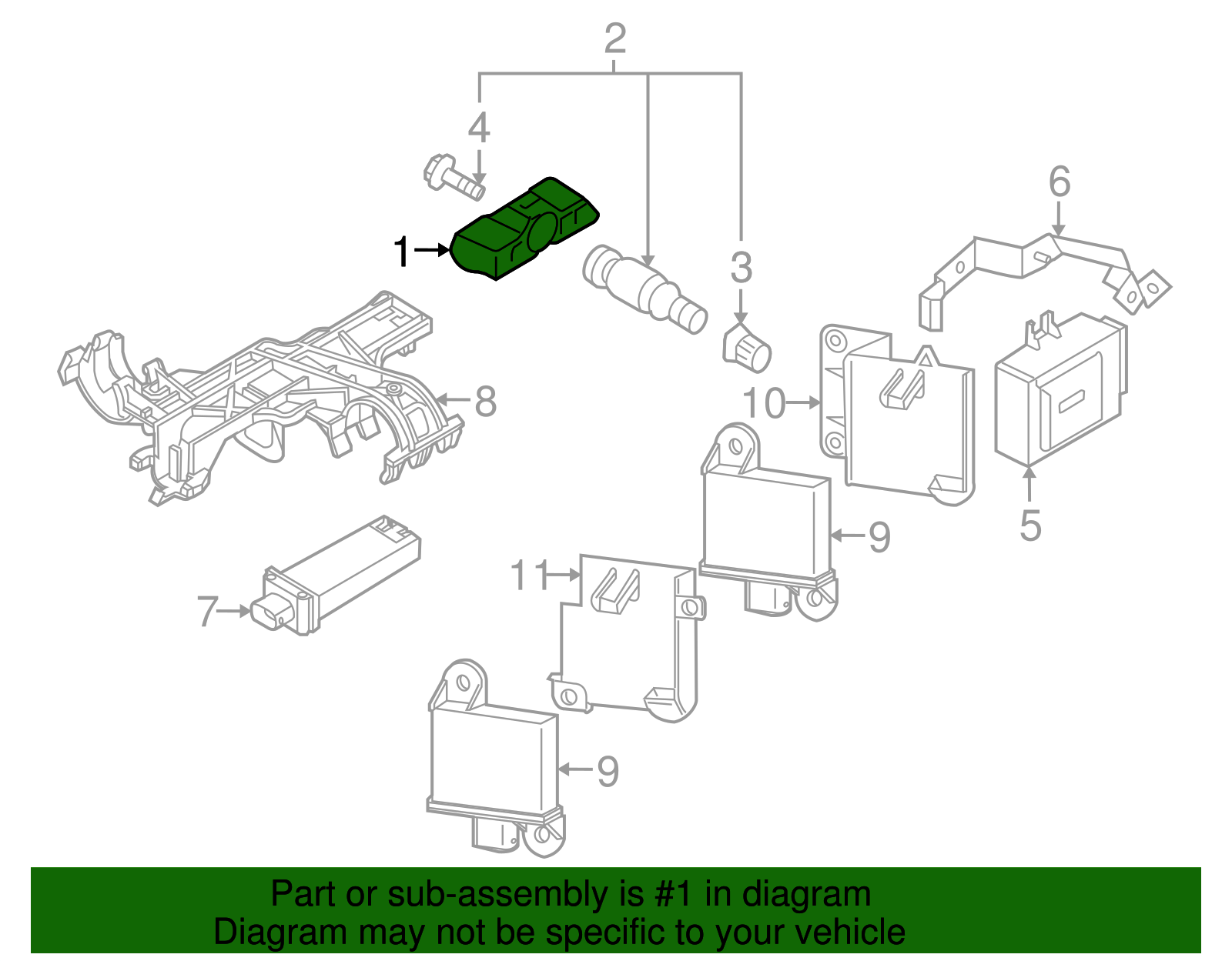 2007-2009 Porsche 911 Tire Pressure Monitoring System (TPMS) Sensor 997 ...