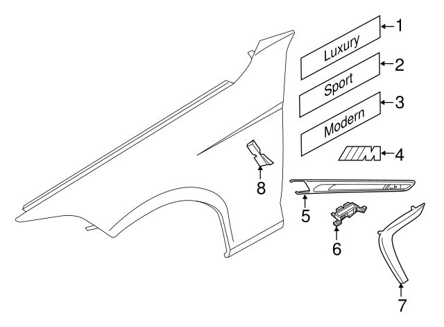 51747494355 - 2017-2020 BMW Louver (51-74-7-494-355) | BMW of South ...
