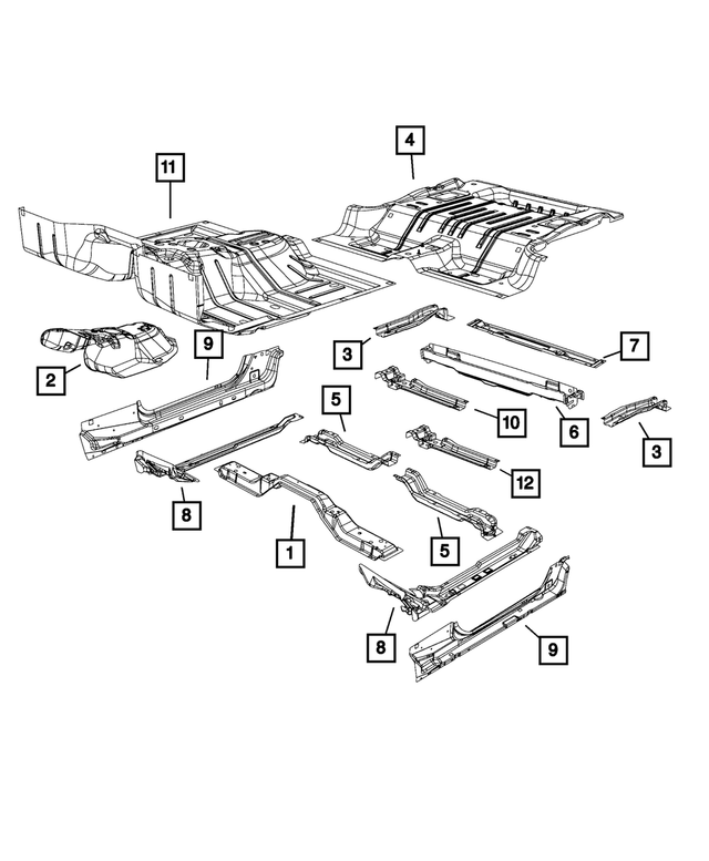 55397220AF - OEM NEW 2016-2018 Mopar Jeep Wrangler 2 door Front Floor ...