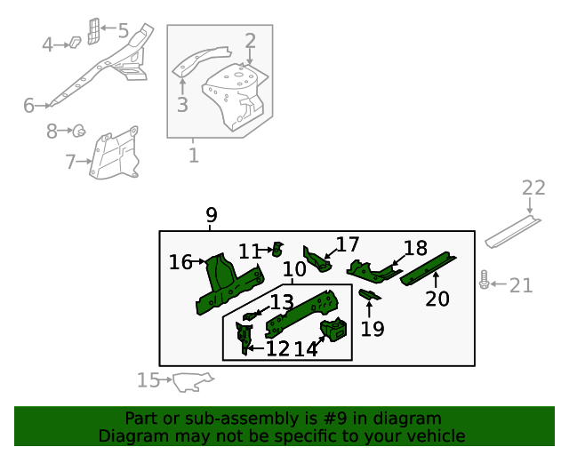 2019-2020 Nissan Altima Side Member Assembly G5101-6CAMA | QuirkParts