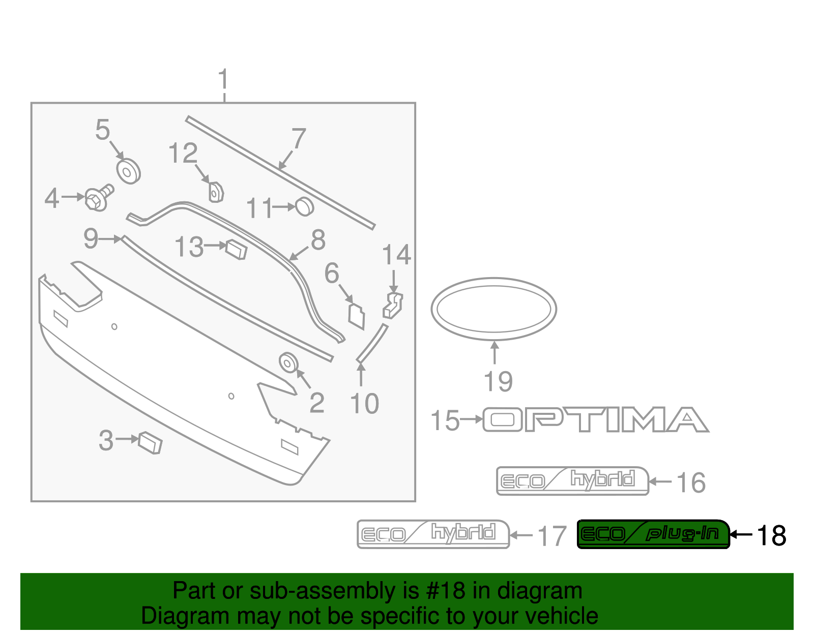 2017-2019 Kia Optima | Nameplate | 86317-A8100 | Kia Auto Parts