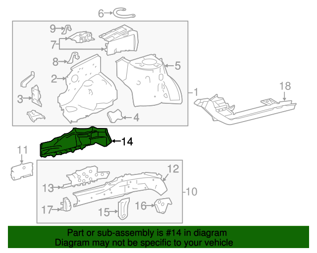 2017-2019 Toyota Corolla Outer Rail 57116-02081 | Toyota Parts