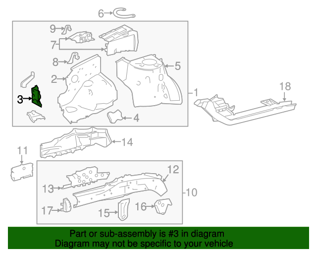 2014-2019 Toyota Corolla Fender Apron Extension 53814-02170 ...
