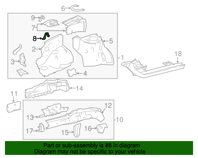 2014-2019 Toyota Corolla Upper Panel Front Bracket 53785-02060 | Toyota ...