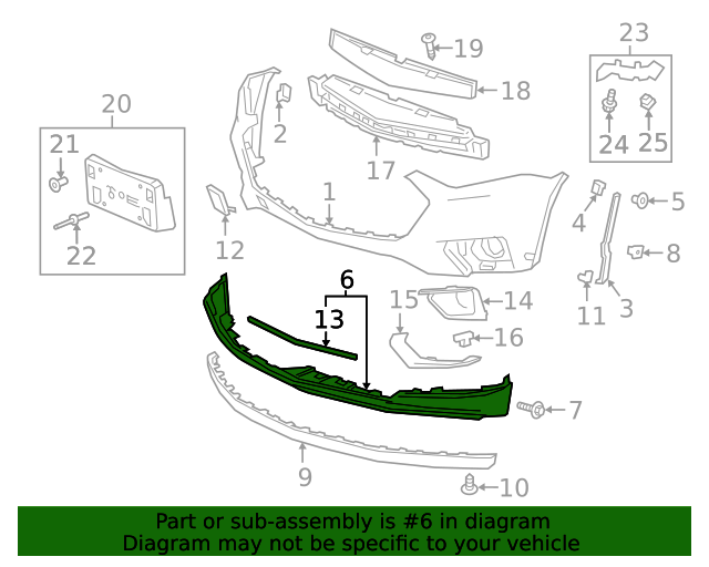 2018-2021 Chevrolet Traverse Front Lower Bumper Cover 84344579 GM ...