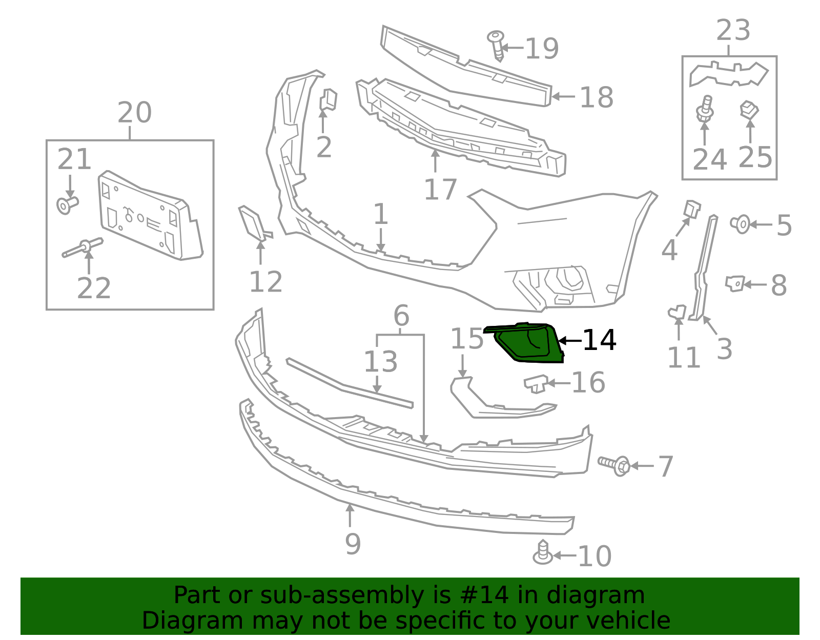 23234810 - Front Driver Side Fog Lamp Bezel 2018-2021 Chevrolet ...
