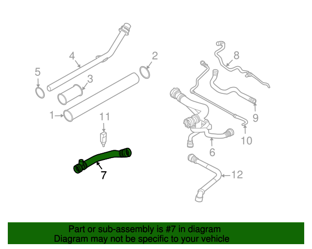 17127540666 - 2006-2010 BMW Lower Hose (17-12-7-540-666) | BMW of South ...