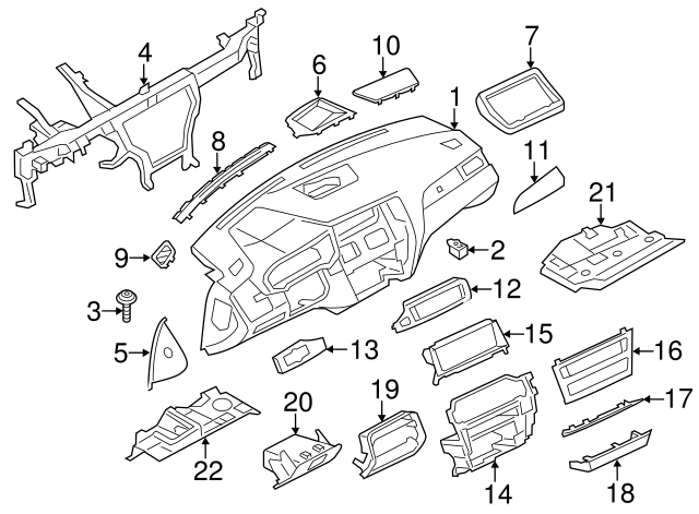 51-45-9-193-782 - Trim cover, windshield defroster, right 2011-2018 BMW ...