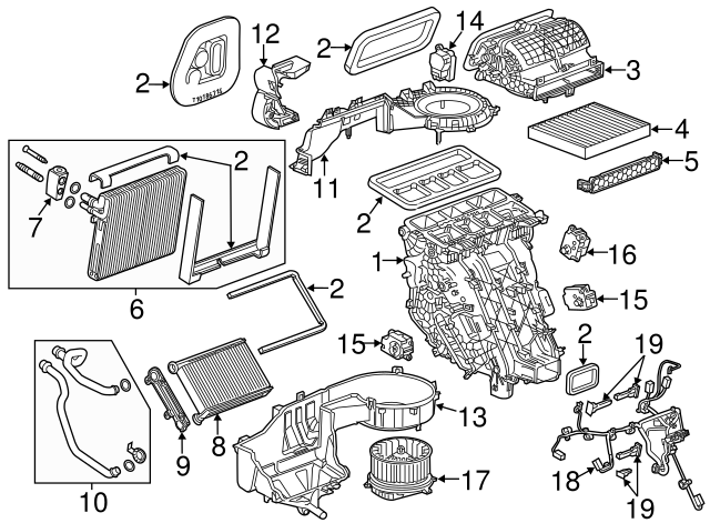 23416441 - Heater, Air Conditioning Evaporator, and Blower Lower Case ...