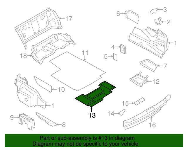 2013-2015 BMW Luggage comp.indentation trim panel 51-47-7-311-100 ...