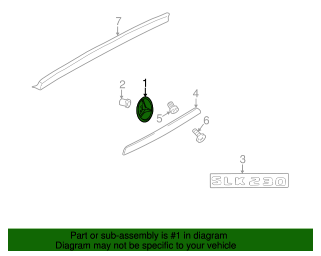 215-758-00-58 - Deck Lid Emblem 1998-2006 Mercedes-Benz ...