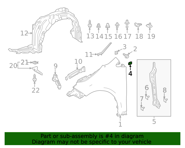 53813-48011 - Fender Extension - 2011-2023 Toyota | OEM Genuine Toyota ...