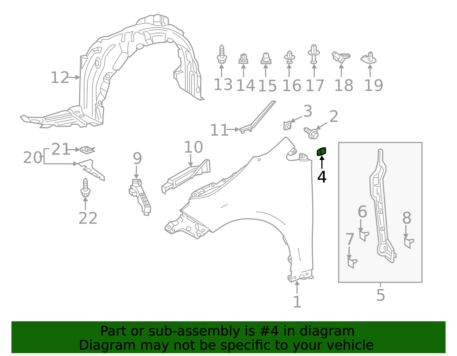 2012-2025 Toyota Fender Extension 53813-47040 | Toyota Parts Center