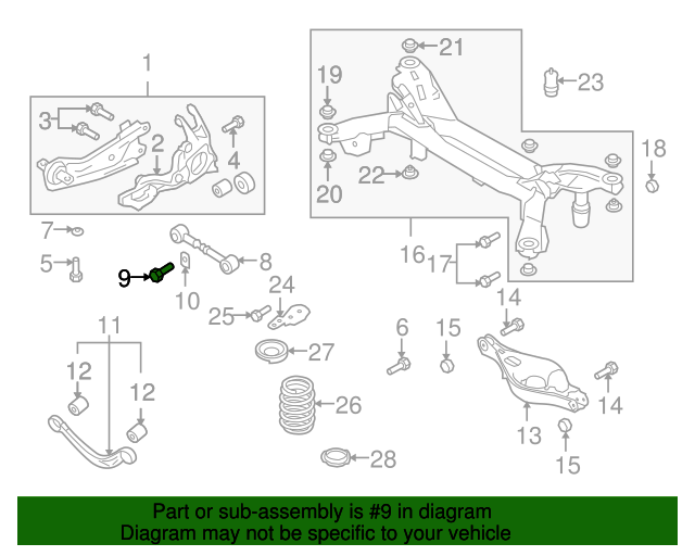 2009-2013 Mazda 6 Lateral Arm Bolt 9YA0-21-439D | Florida Mazda Parts