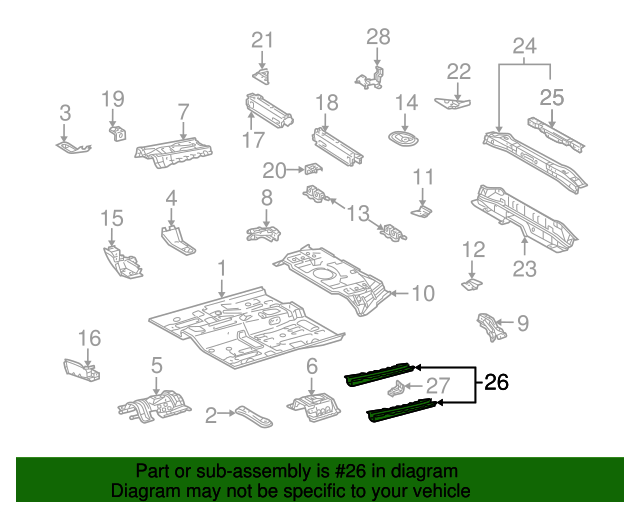 2004-2006 Scion xB Reinforcement Front Fl 57417-52031 | Toyota Parts Center