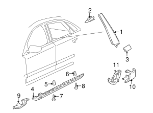 2004-2010 Audi A8 Quattro Rocker Molding 4E4-853-859-D-GRU | Audi OEM Parts