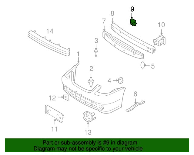 2002-2006 Nissan Altima Impact Bar Clip 62228-8J000 | TascaParts.com