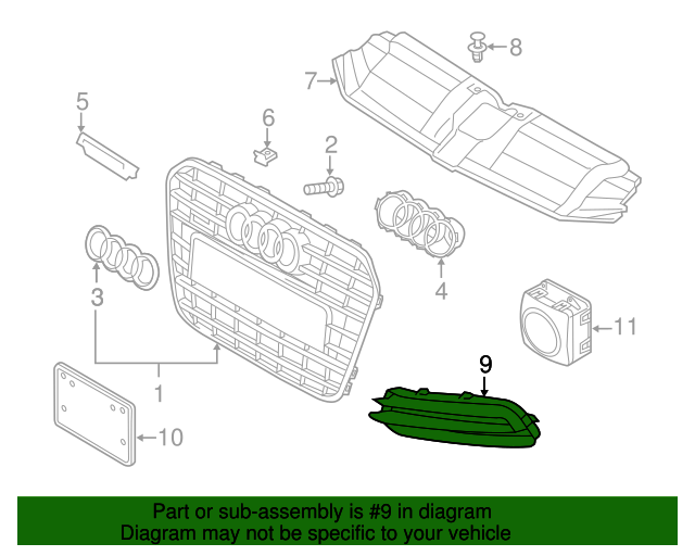 Audi OEM Outer Grille Part# 4G0-807-681-D-9B9 | OEM Vehicle Parts