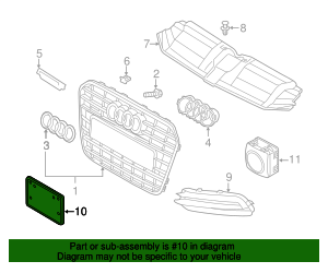 2012-2015 Audi License Plate Bracket 4G0-807-285-J-3FZ ...