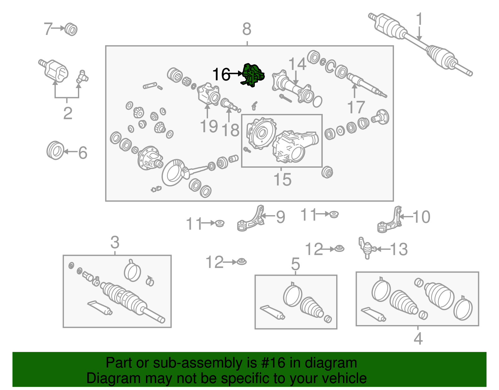 2000-2007 Toyota Front Differential Vacuum Actuator 4WD 4Runner Sequoia ...