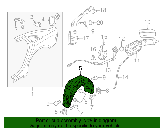 2011-2018 Audi Quarter Panel Splash Shield 4H0-810-172-E ...