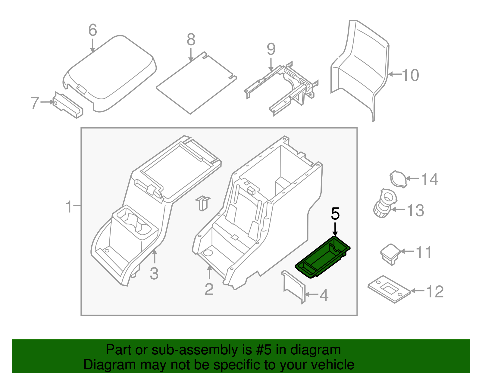 2012-2021 Nissan Console Tray 96925-1PA0A | Nissan Parts Central