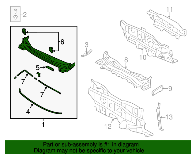 2013-2017 Hyundai Elantra GT Cowl Grille 86150-A5000 | OEM Parts Online