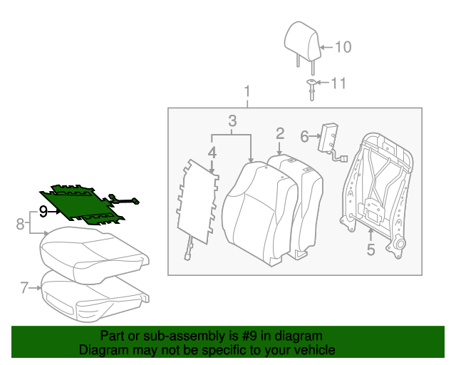 87510-60550 - Seat Heater Pad 2010-2024 Toyota 4Runner | AutoNation Parts
