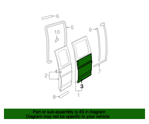 1996-2023 GM Passenger Side Intermediate Side Door Outer Panel 23283998 ...