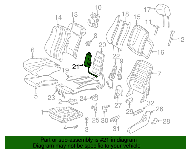1994-2003 Mercedes-Benz Seat Lumbar Support Cushion 202-910-10-75 ...
