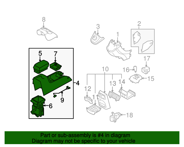 84620-1D0005U - Center Console - 2007 2008 Kia Rondo | World Kia Parts