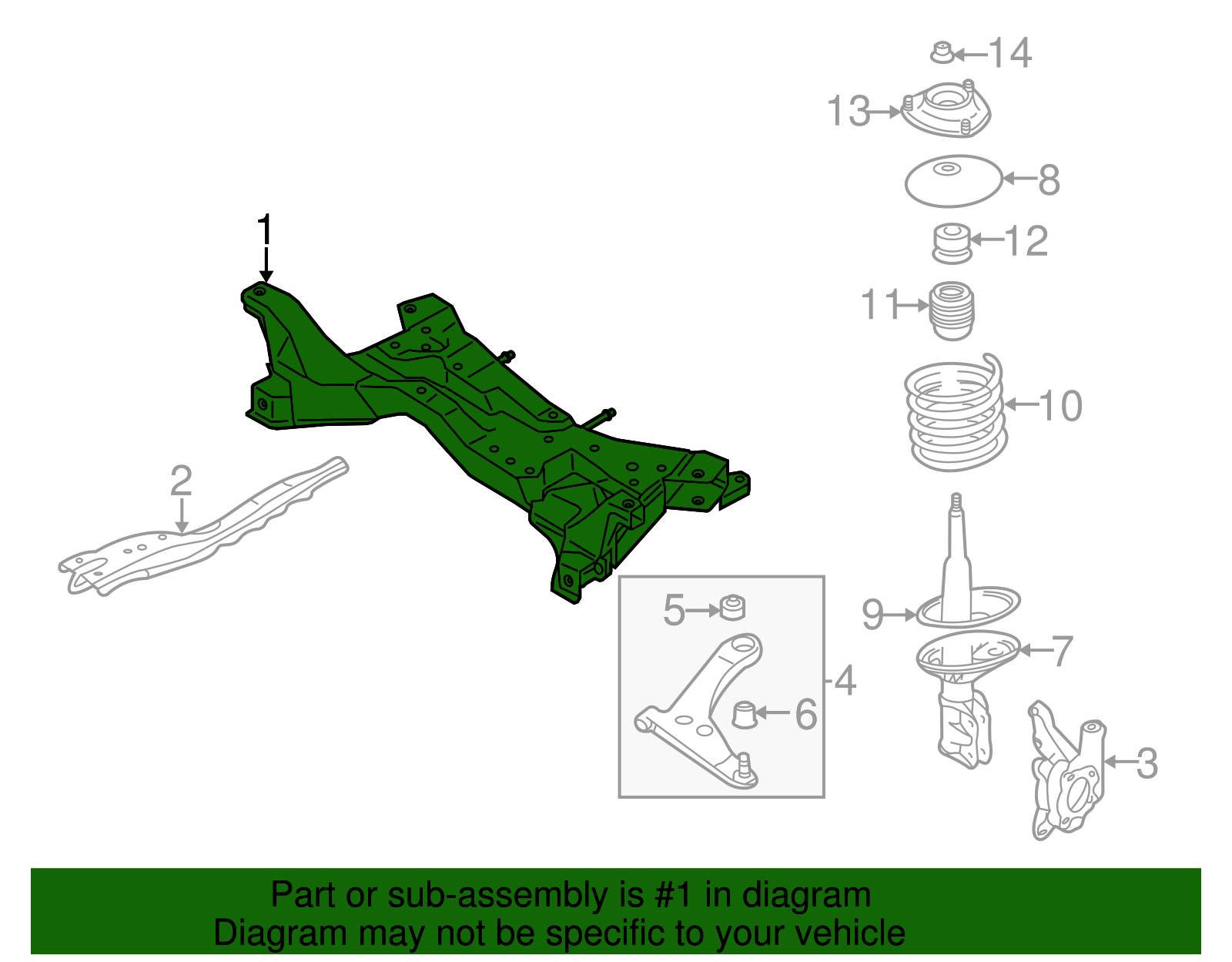 2002-2007 Mitsubishi Lancer Cross-Member MR510285 | QuirkParts