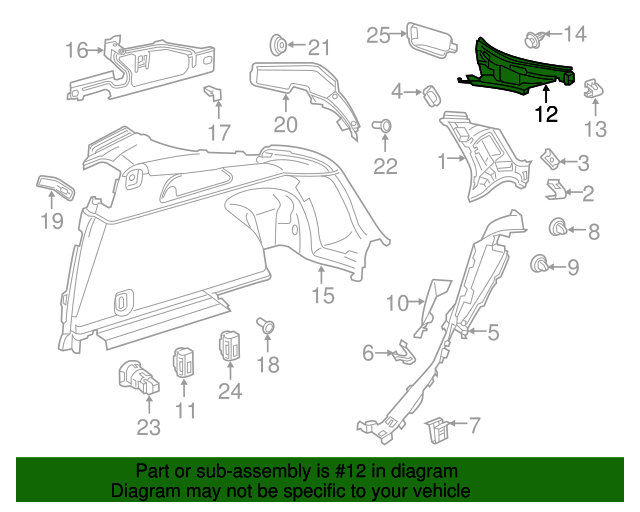 253-690-33-00-1B88 - Rear Pillar Trim 2017-2020 Mercedes-Benz ...