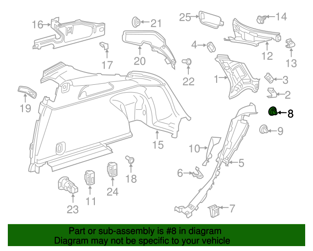 2017-2020 Mercedes-Benz Body D-Pillar Trim Panel Clip 001-991-64-98 ...