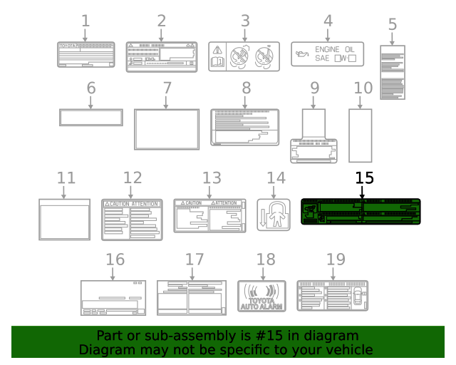 74528-0E020 - Label - 2014-2023 Toyota | OEM Genuine Toyota Parts